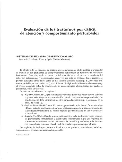 Abc Registro Observacional Da Y Comportamiento Perturbador Pdf