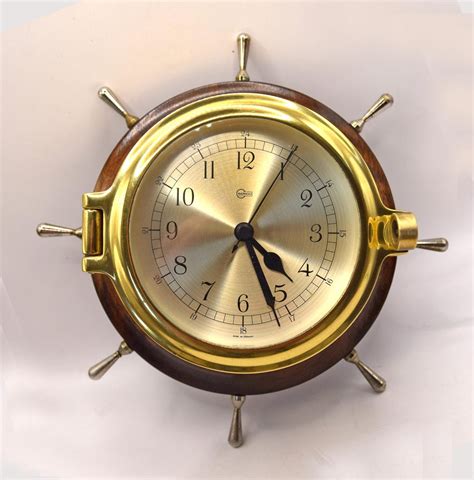 Barigo Brass Ships Quartz Wheel Clock Etsy