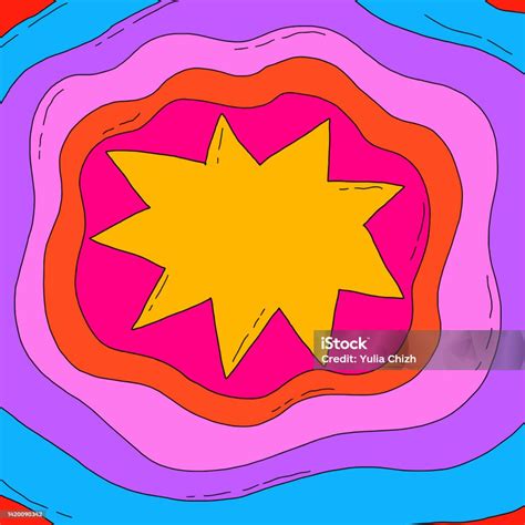 추상적 인 배경 환각적인 1970 좋은 분위기 소셜 미디어를위한 정사각형 복고풍 템플릿 텍스트 상자 펑키 70 년대 화재 별 무지개 히피 빈티지 프레임그루비 벽지 엽서 모양