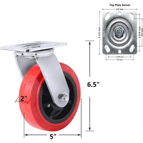 Heavy Duty 5 Caster Wheels 4 Pack Set With 3000 Lbs Total Capacity