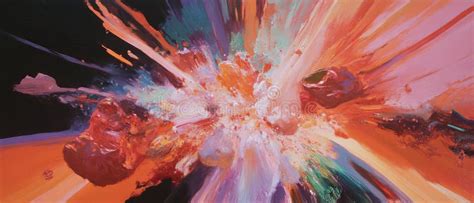Explosive Bursts Of Vibrant Color And Energy Create A Dynamic Abstract Composition Stock