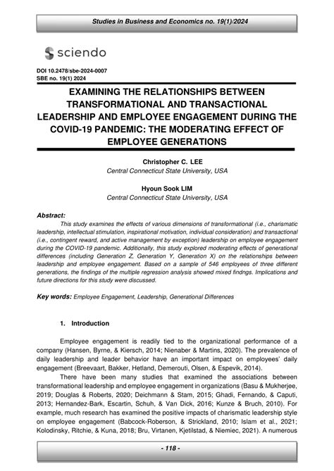Pdf Examining The Relationships Between Transformational And