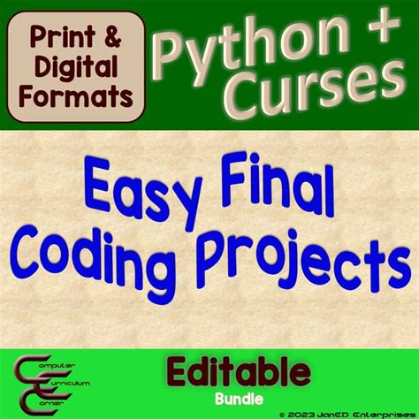 Python And Curses Final Coding Project Easy Level Editable Bundle