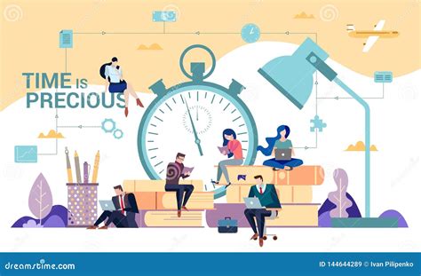 Time Management Efficiency Productivity Concept Flat Illustration Concept Stock Vector