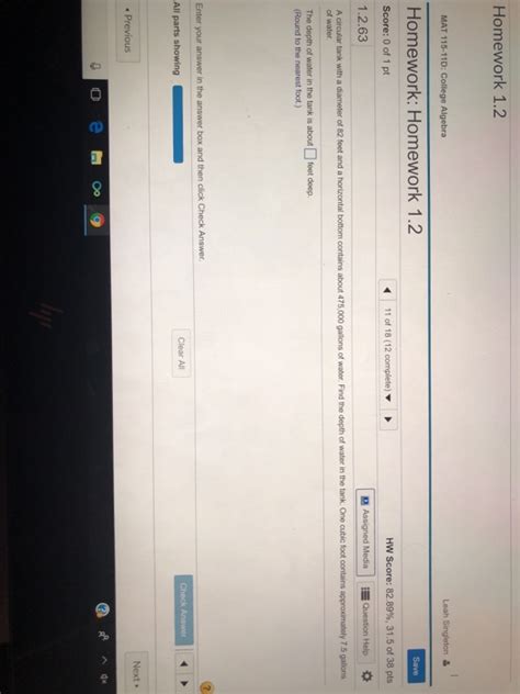 Solved Homework Homework 1 2 Score 0 Of 1 Pt 1 2 55 Hw