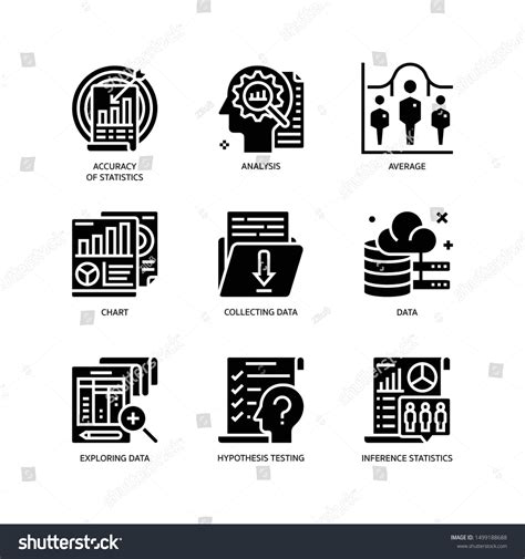 Statistical Analysis Icons Set Solid Style Stock Vector Royalty Free