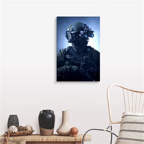 Special Operations Forces Soldier Equipped With Night Vision Wall Art Canvas Prints Framed