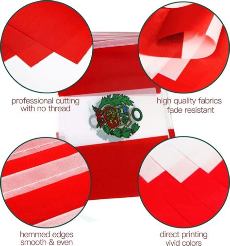 Peru String Flags Pennant Banners 33 Feet 38 Flags 5 5x8 Inch