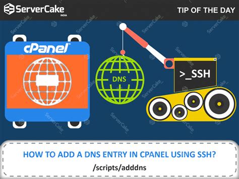how to add a dns entry in cpanel using ssh servercake