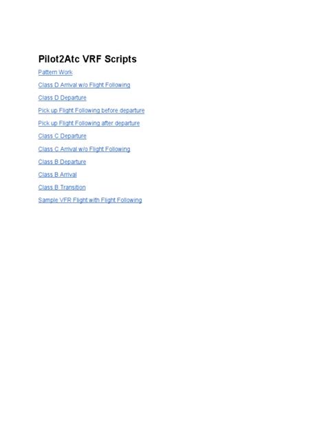 Pilot2atc Vfr Scripts Pdf Air Traffic Control Transponder Aeronautics