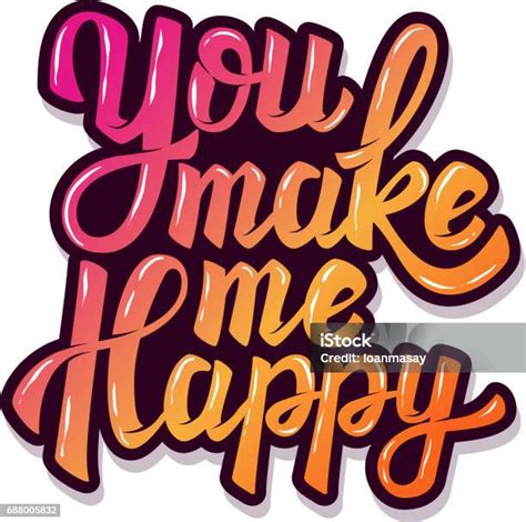 당신 때문에 행복해요 핸드 그린 레터링 문구 흰색 배경에 고립입니다 디자인 요소 포스터 엽서 벡터 일러스트 레이 션 감정