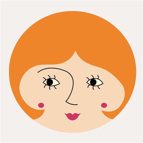 여성스러운 모습 추상 인물 마스코트 디자인 재미있는 얼굴 귀여운 Iconx9 프리미엄 벡터