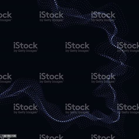 추상 파란색 파티클 배경입니다 점 풍경이 있는 흐름 파 디지털 데이터 구조 미래의 메시 또는 사운드 그리드 패턴 점 시각화 기술 벡터 그림 Eps 10 입자에 대한 스톡