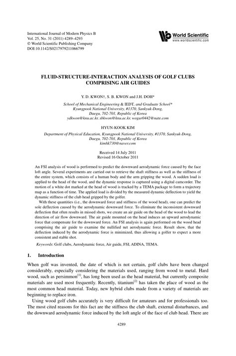 Pdf Fluid Structure Interaction Analysis Of Golf Clubs Comprising Air