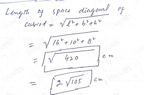 Solved Calculate The Length Of The Space Diagonal Pc Of The Cuboid 2 Marks Cm [algebra]