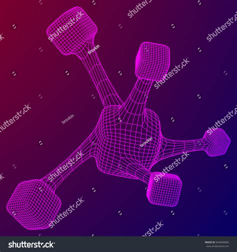 Wireframe Mesh Molecule Connection Structure Low Stock Vector Royalty