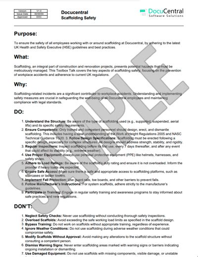 Scaffolding Safety Toolbox Talk