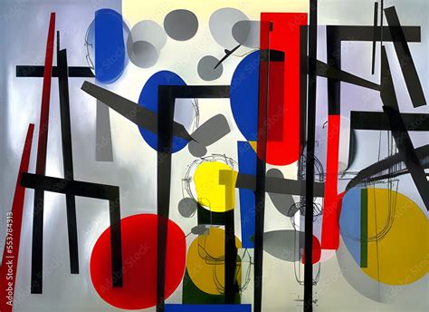 Abstract Constructivist Style Artwork Based On An Urban Industrial Theme With Bold Geometric