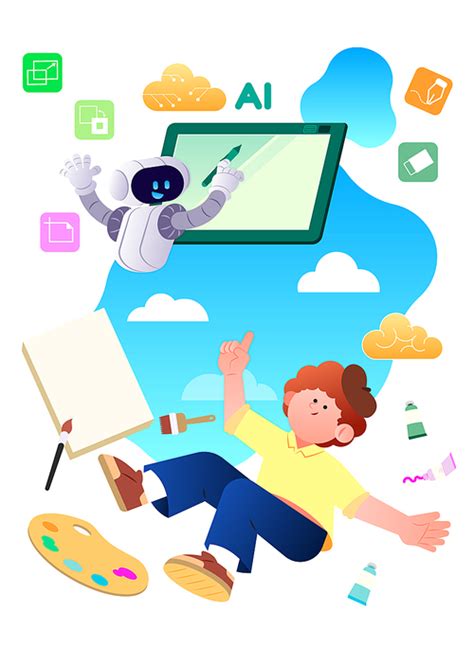 유토이미지 챗gpt인공지능 화가 벡터 일러스트