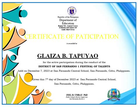 Certificate Of Paticipation Fot Pdf