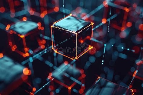 A Collection Of Cubes Suspended In Mid Air Creating A Unique And Intriguing Visual Effect Stock