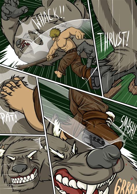 Rule 34 2013 Anthro Battle Blood Canine Comic Dialog English Text Fangs Fur Human Male Male