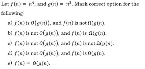 Solved Let F N N4 And G N N3 Mark Correct Option For The
