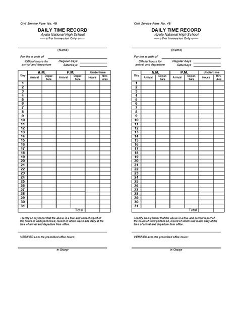 Daily Time Record Dtr Pdf