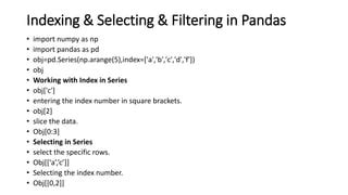 Pandas For Series And Dataframe Pptx
