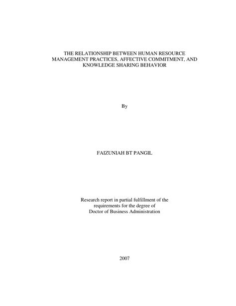 Pdf The Relationship Between Human Resource Management Practices Affective Commitment And