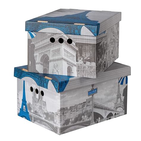 Buy Pack Of 2 Decorative Storage Boxes With Lids Home Office Bedroom Wardrobe Box Organiser