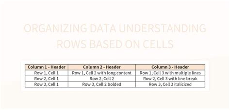 Organizing Data Understanding Rows Based On Cells Excel Template And
