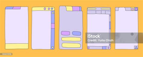 80 년대와 90 년대 스타일의 소셜 미디어 이야기 템플릿 소프트웨어 운영 체제 창의 컬렉션 대화 표시줄 패널입니다 사용자