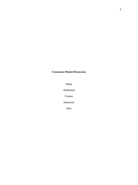 Consensus Model Discussion Pdf