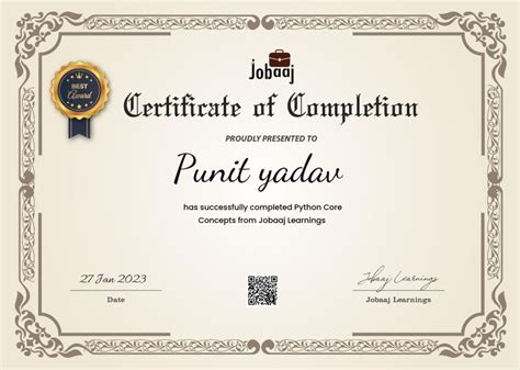 Punit Yadav On Linkedin Certificate Of Completion Python Core Concepts