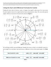 Using The Sum And Difference Formulas For Cosine Pdf This Section Can Be Accessed On Openstax