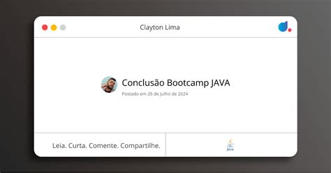 Conclusão Bootcamp Java Clayton Lima Java Dio