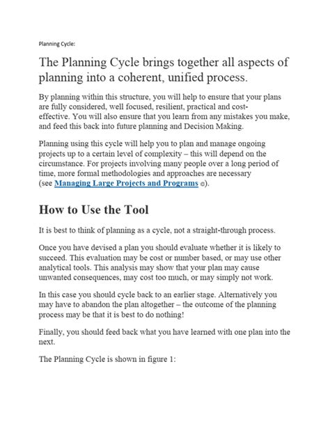 Planning Cycle Pdf Risk Creativity