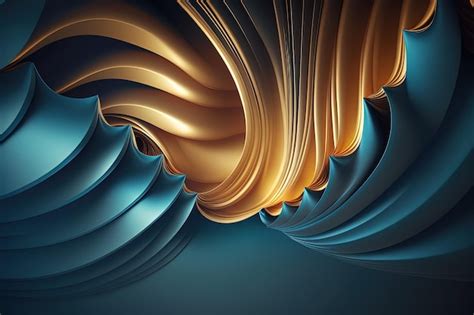 Premium Ai Image A Blue And Gold Abstract Background With Curves Generative Ai