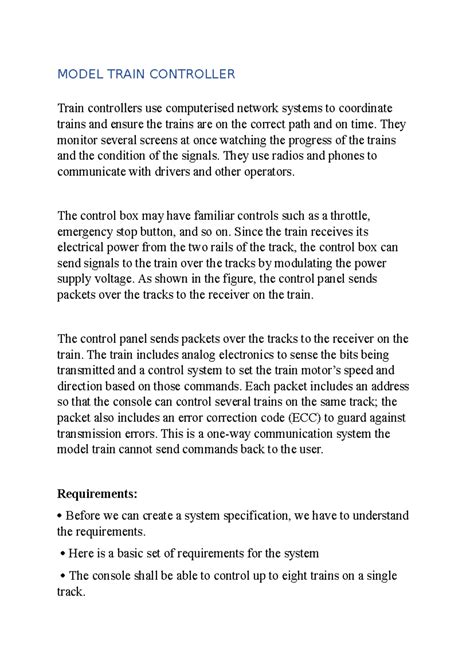 Model Train Controller Model Train Controller Train Controllers Use