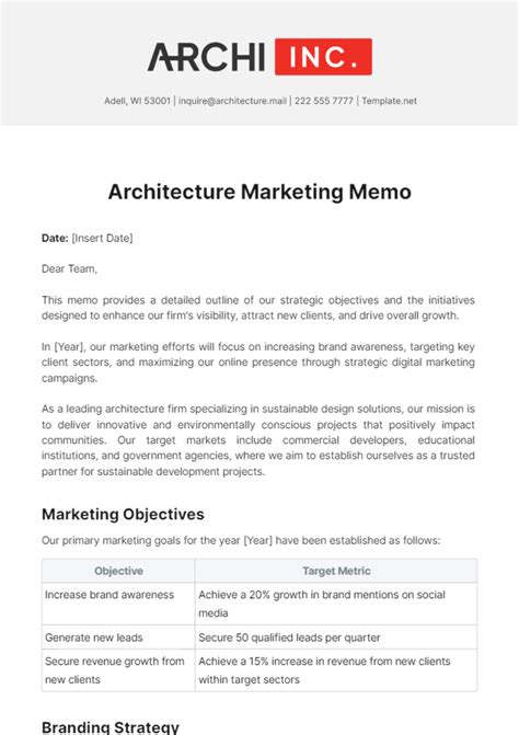 Free Architecture Marketing Memo Template To Edit Online
