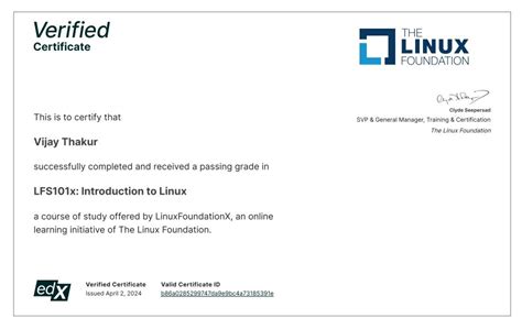 Vijay Thakur On Linkedin I Am Happy To Share That I Have Completed The Introduction To Linux