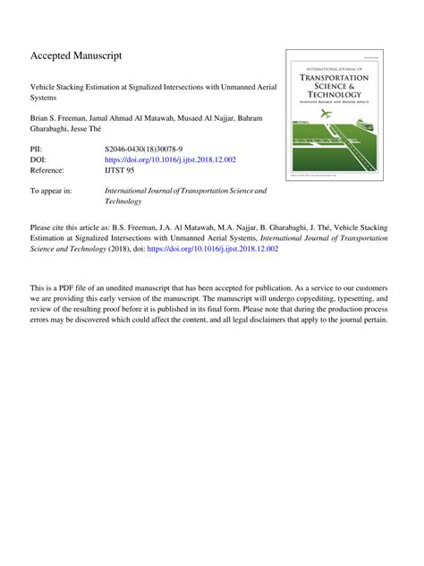 Pdf Using Unmanned Aerial Systems To Estimate Vehicle Stacking At Signaled Intersections