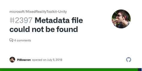 Metadata File Could Not Be Found Issue Microsoft MixedRealityToolkit Unity GitHub