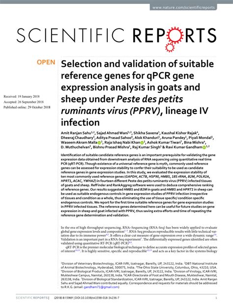 Pdf Selection And Validation Of Suitable Reference Genes For Qpcr