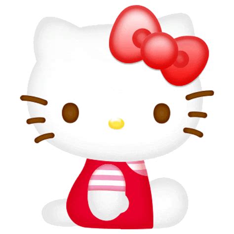 Hello Kitty戴红蝴蝶结穿红条纹衣乖巧可爱 存一下hellokitty表情包表情包图片动图 求表情网斗图从此不求人