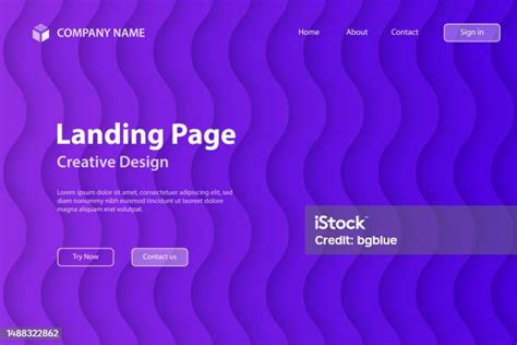 방문 페이지 템플릿 보라색 추상 파도가 있는 트렌디한 기하학적 배경 3차원 형태에 대한 스톡 벡터 아트 및 기타 이미지 3차원 형태 곡선 광대한 Istock