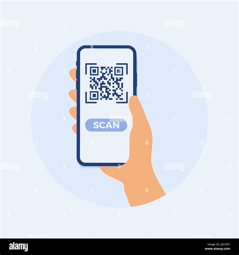 Smartphone Mockup In Human Hand Scan Qr Code Vector Flat Colorful Technology Illustration