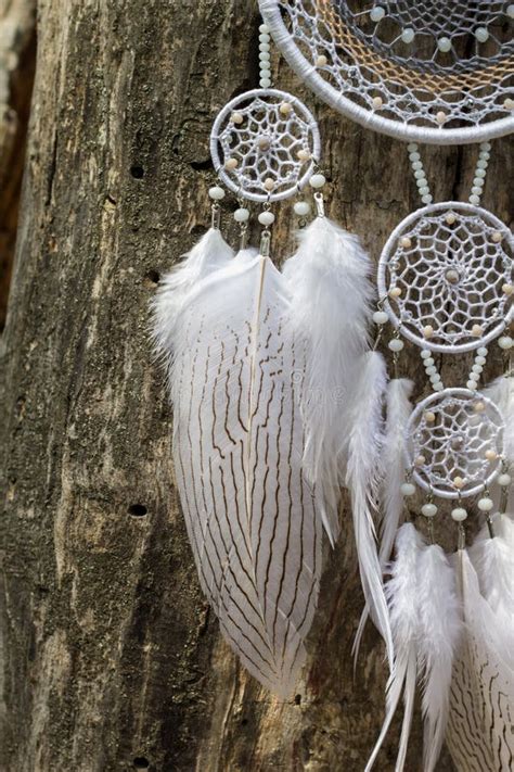 Handmade Dream Catcher With Feathers Threads And Beads Rope Hanging
