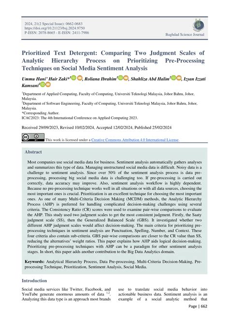 Pdf Prioritized Text Detergent Comparing Two Judgment Scales Of Analytic Hierarchy Process On